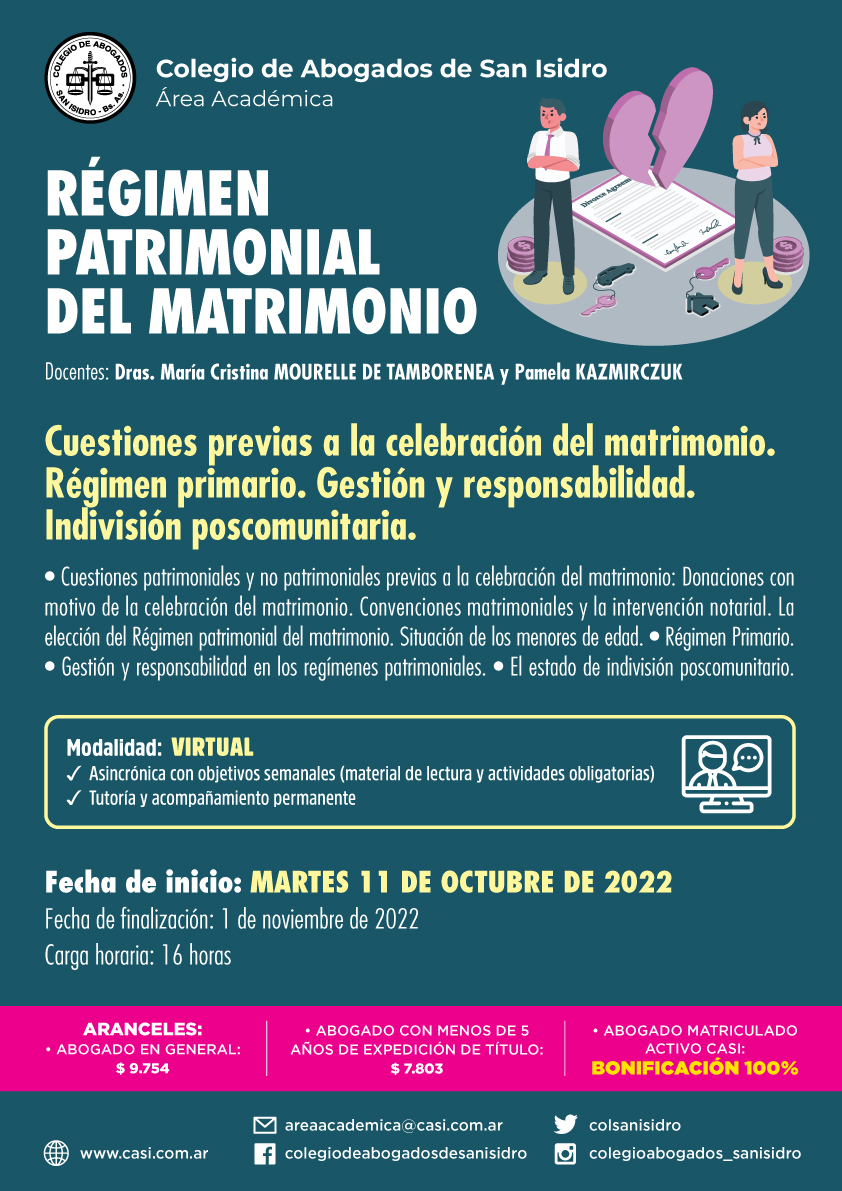 Régimen Patrimonial Del Matrimonio Colegio De Abogados De San Isidro